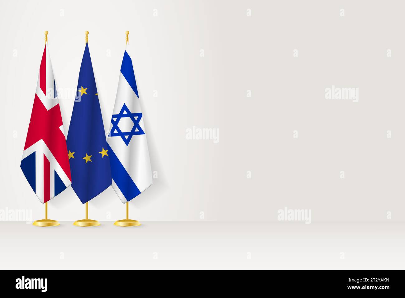 Flags of United Kingdom, European Union and Israel stand in row on ...