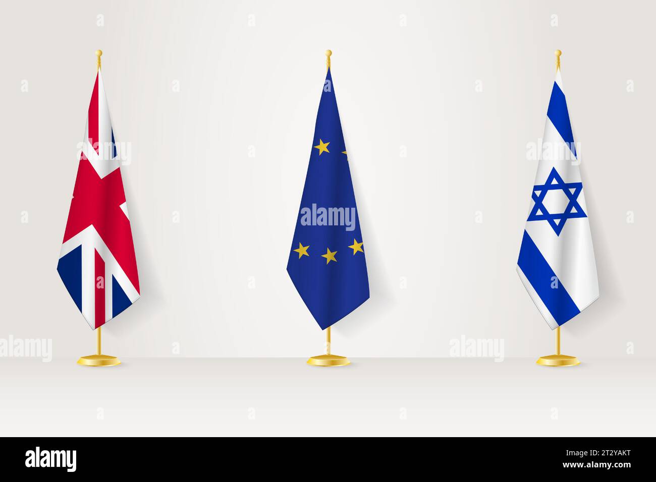 Political gathering of governments. Flags of United Kingdom, European ...