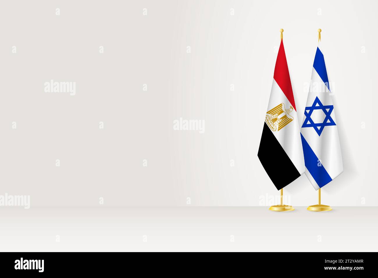 Flags of Egypt and Israel on flag stand, meeting between two countries ...