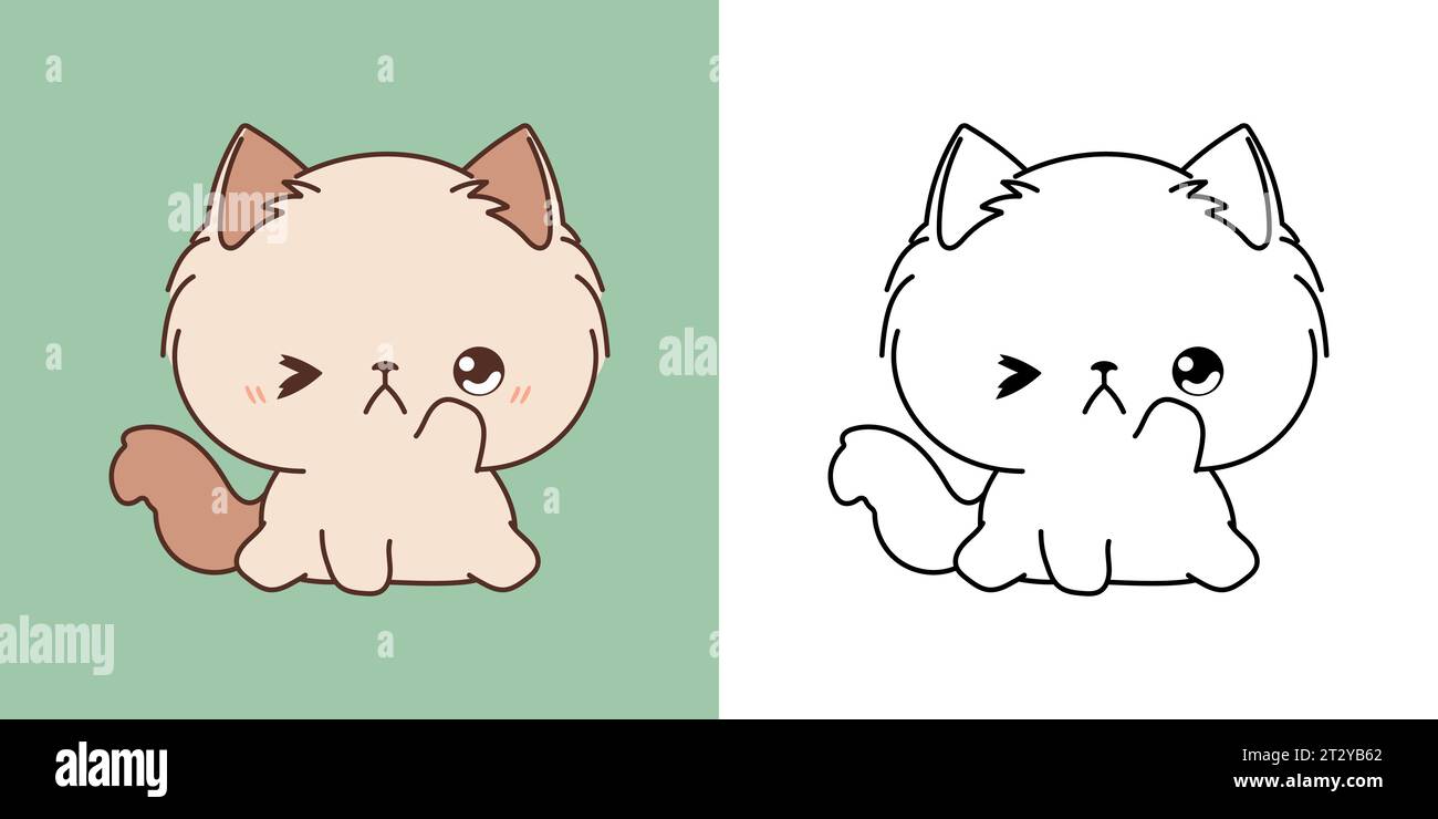 Clipart Isolated Ragamuffin Cat Multicolored and Black and White. Cute ...