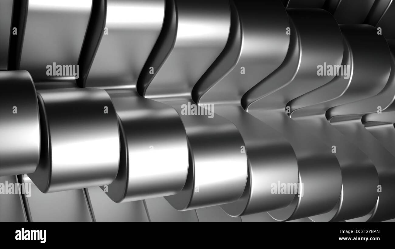 Rotating metal corners in spiral. Design. Bends of metal spiral moving ...