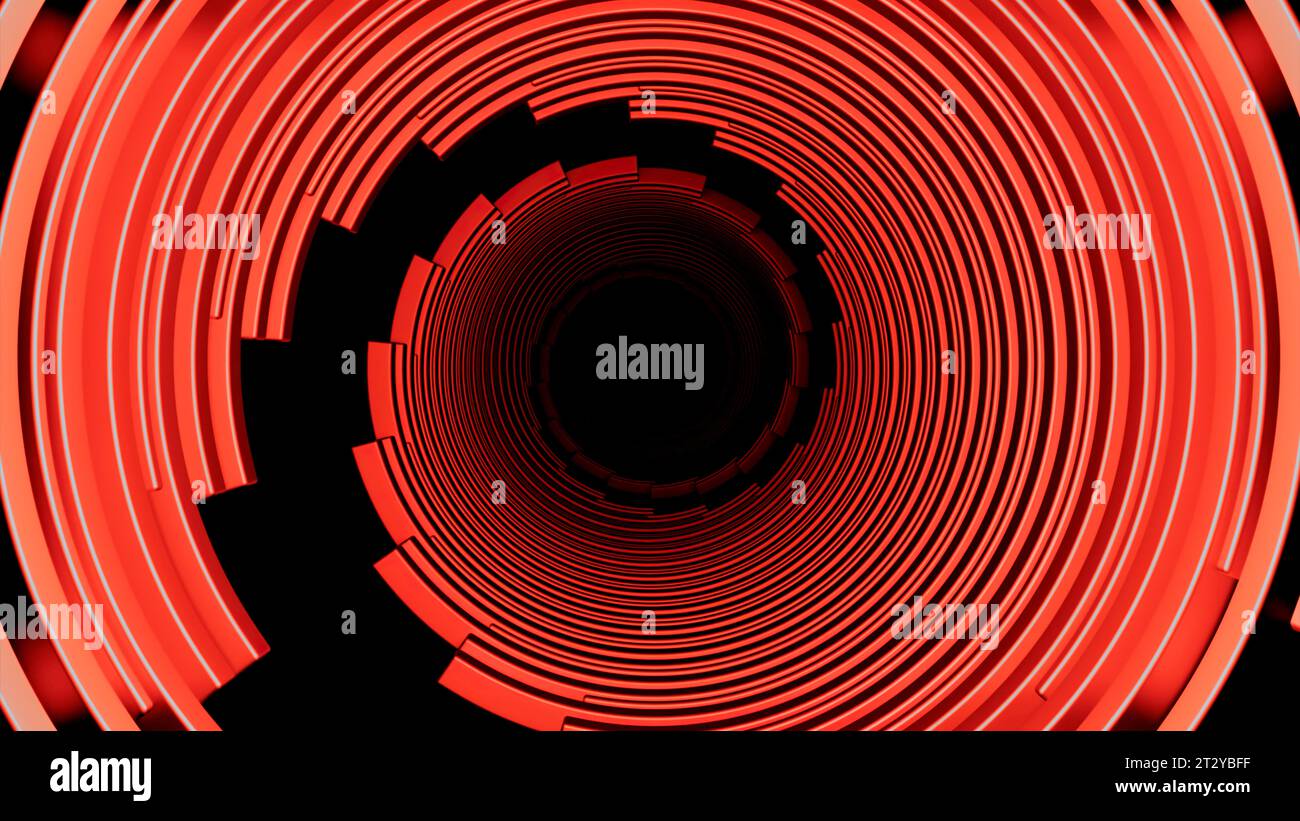 Red and orange neon patterns. Design. Black background with thin narrow ...