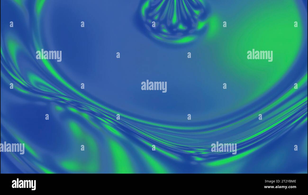 Bright metallic liquid with rippling rings. Design. Vibrations of ...