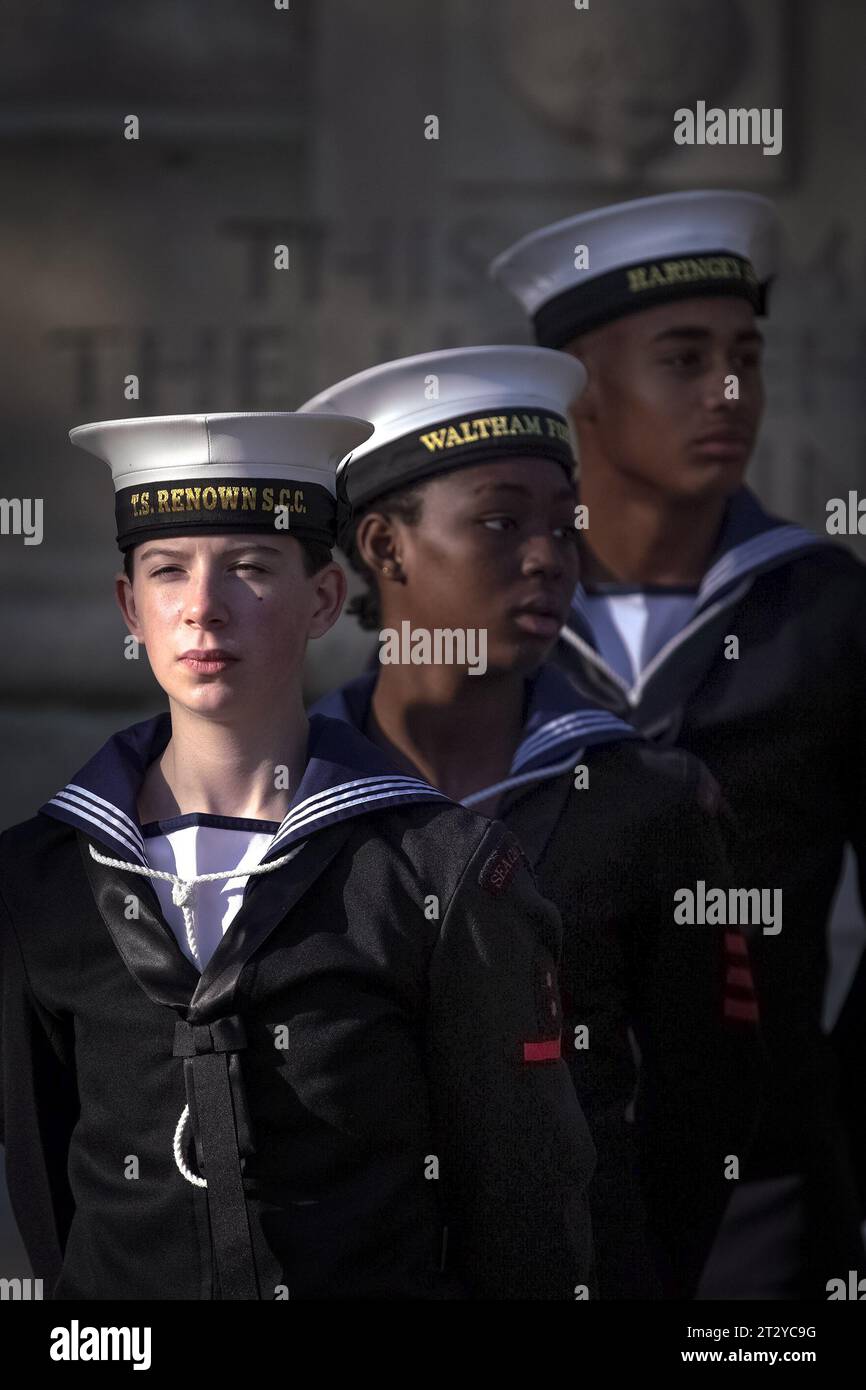 London, UK. 22nd Oct 2023. Sea Cadets prepare in Horse Guards Parade ...