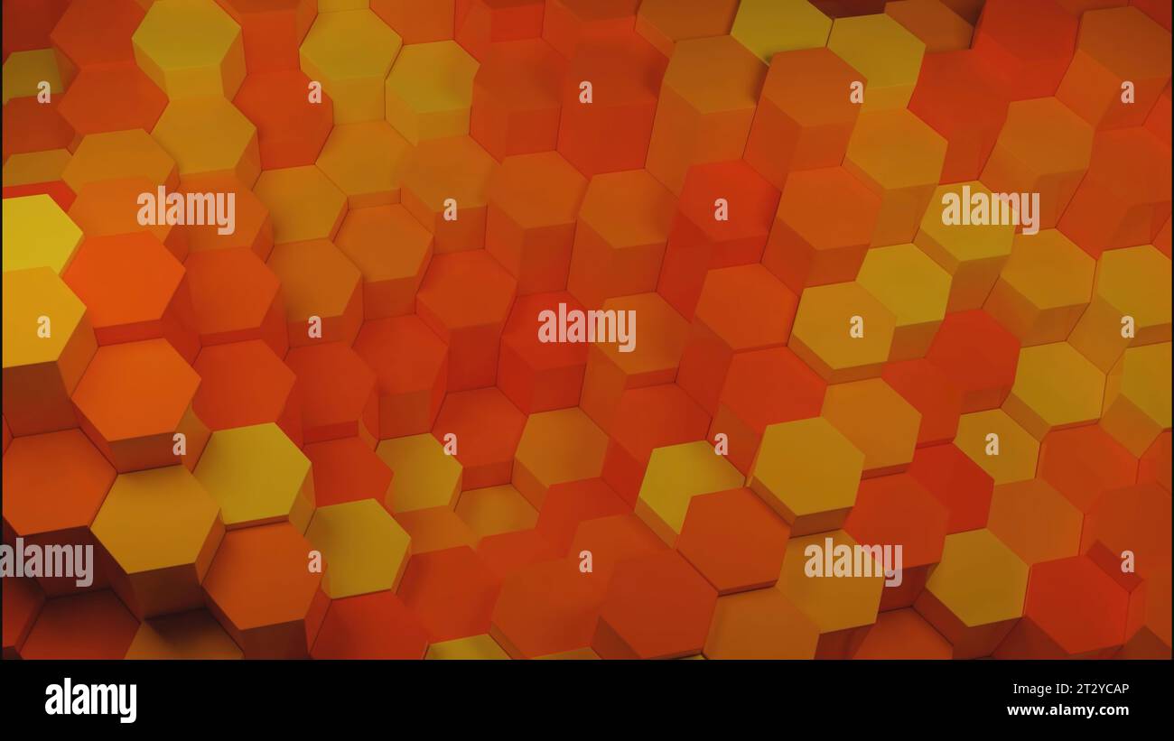 3D background with moving waves of hexagons. Design. Space with moving ...