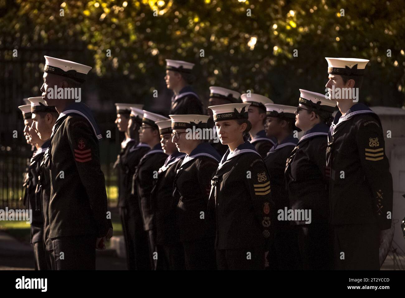 London, UK. 22nd Oct 2023. Sea Cadets prepare in Horse Guards Parade in ...