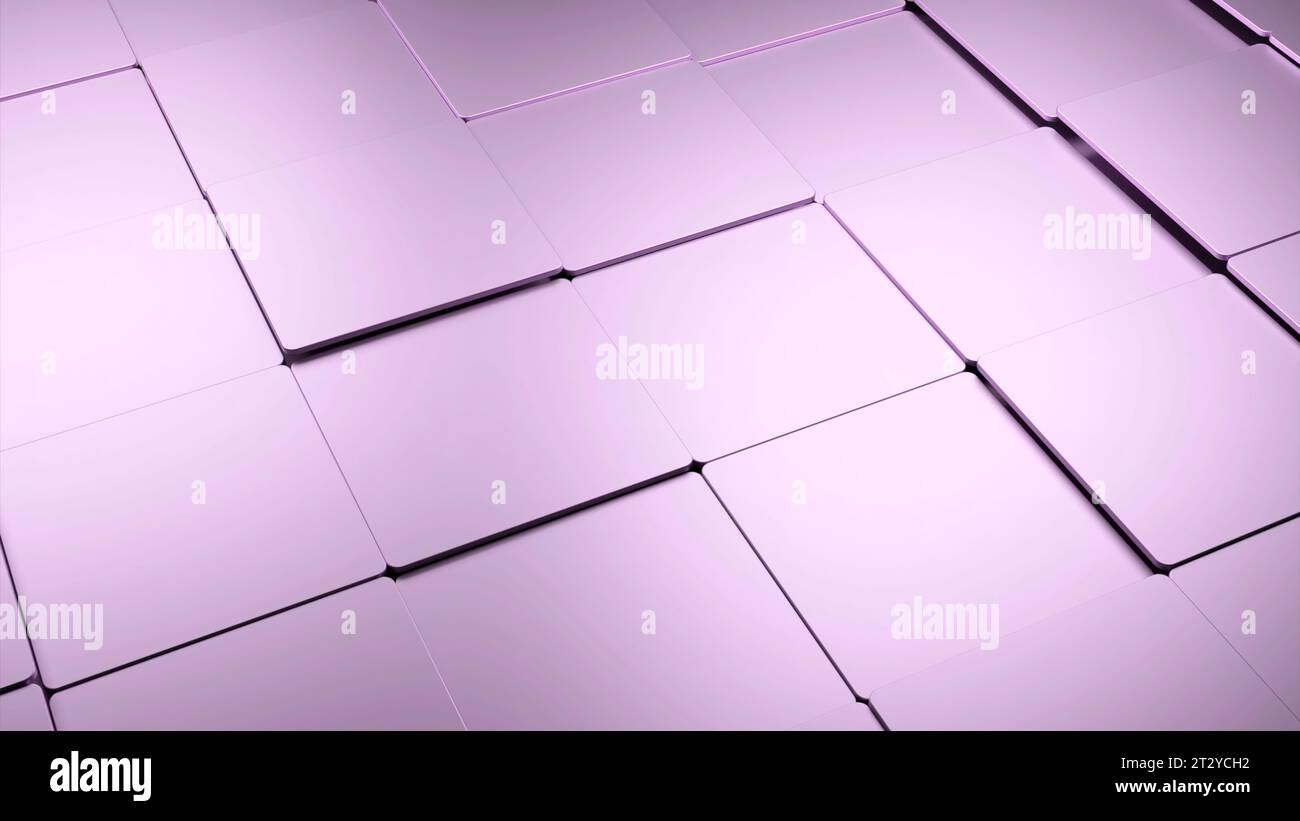 3D surface with moving tiles. Design. Metal square tile moves on ...