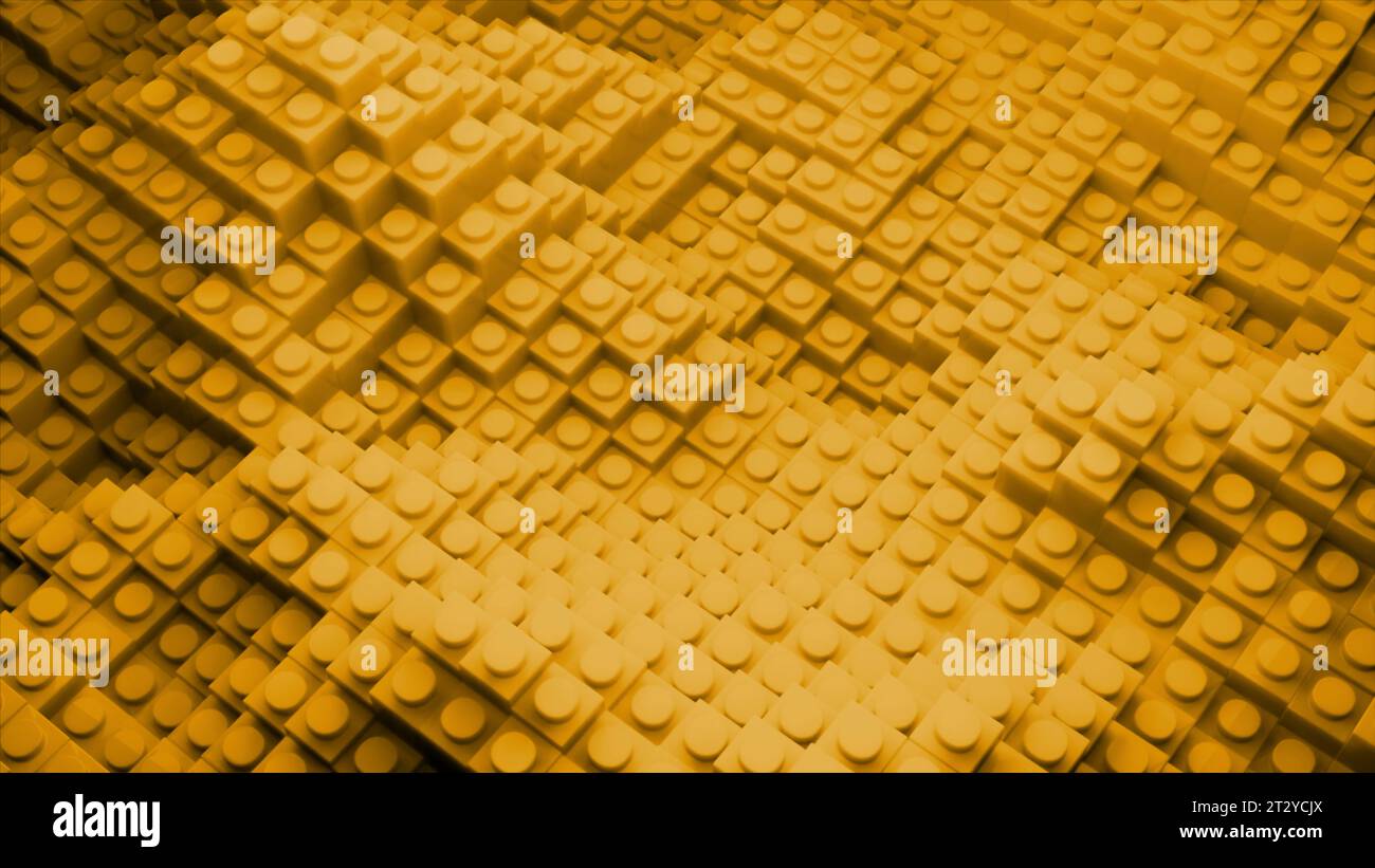 3D field with waves of square columns. Design. Cyber wars with square ...