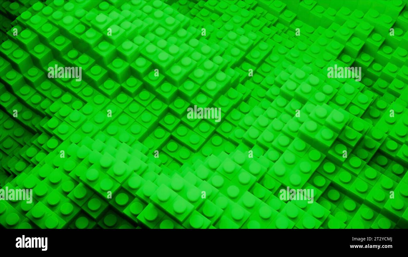 3D field with waves of square columns. Design. Cyber wars with square ...