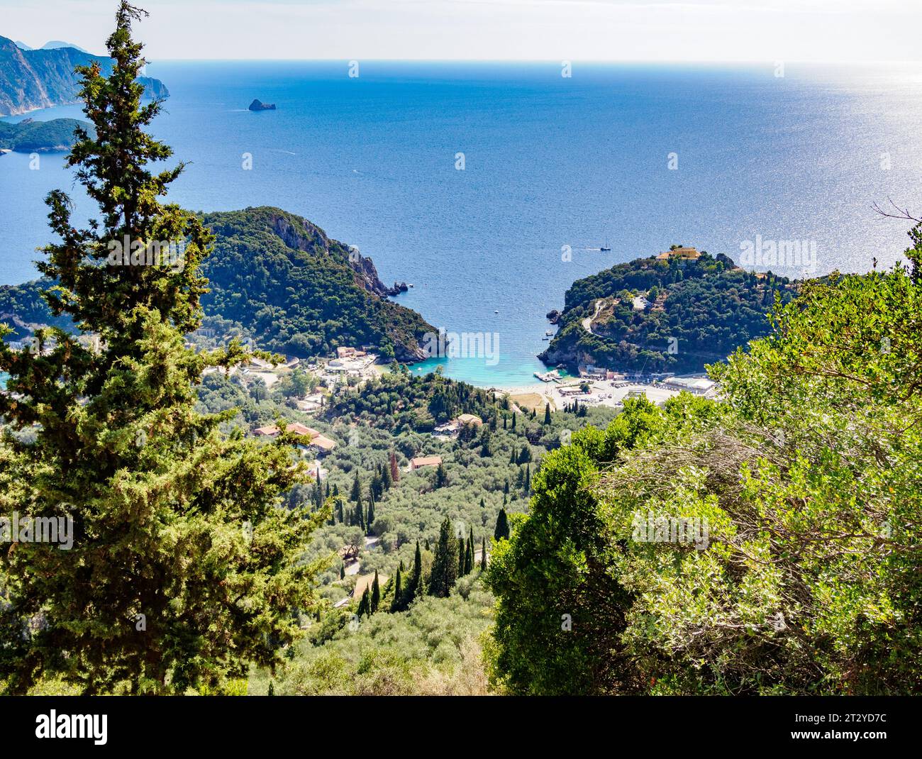Looking down on the rugged coastline of Palaiokastritsa from the ...