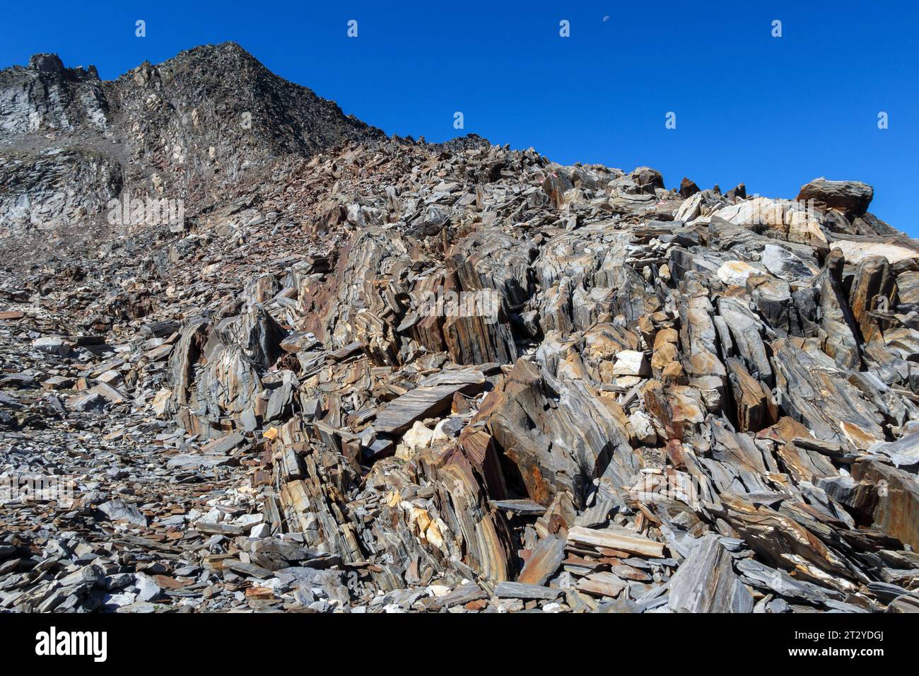 Metamorphic rocks formations. Schönbichler Horn mountain peak ...