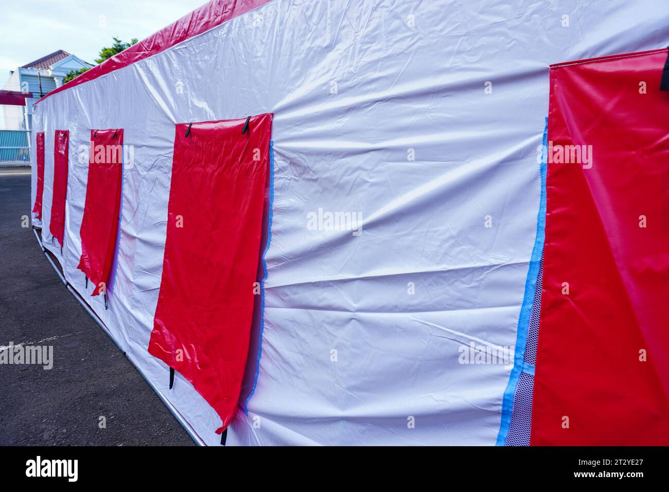 Detailed capture of a model emergency tent window, highlighting its ...