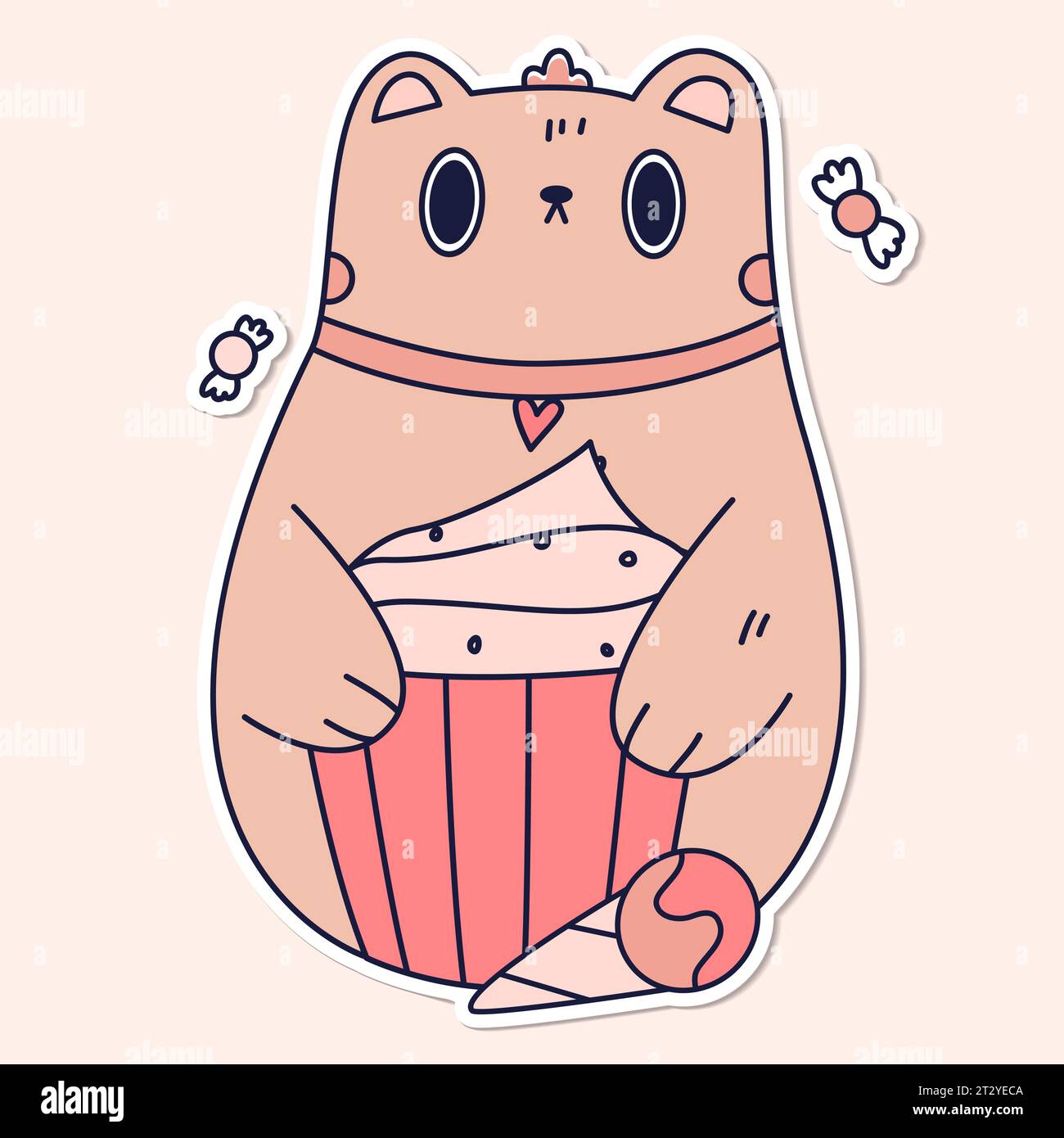 Cute kawaii pink bear sticker kid graphic Stock Vector Image & Art - Alamy