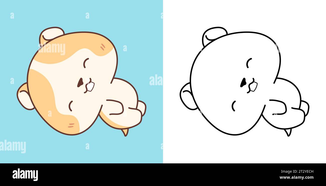 Kawaii Clipart Baby Hamster Illustration and For Coloring Page. Funny ...