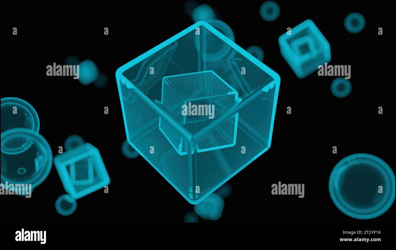 Basic 3D geometric shapes spinning on a black background. Design ...