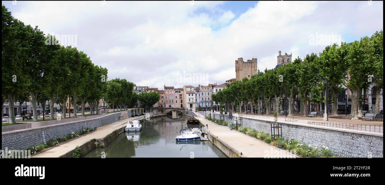 Boat Cruising In Canal Du Midi By Narbonne In The South Of France