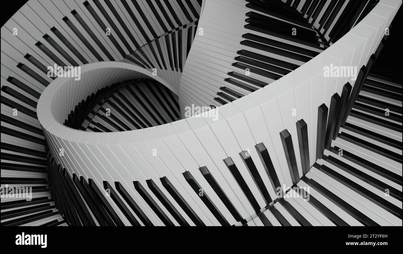 Optical illusion of the piano keyboard. Design. Piano keys creating a ...