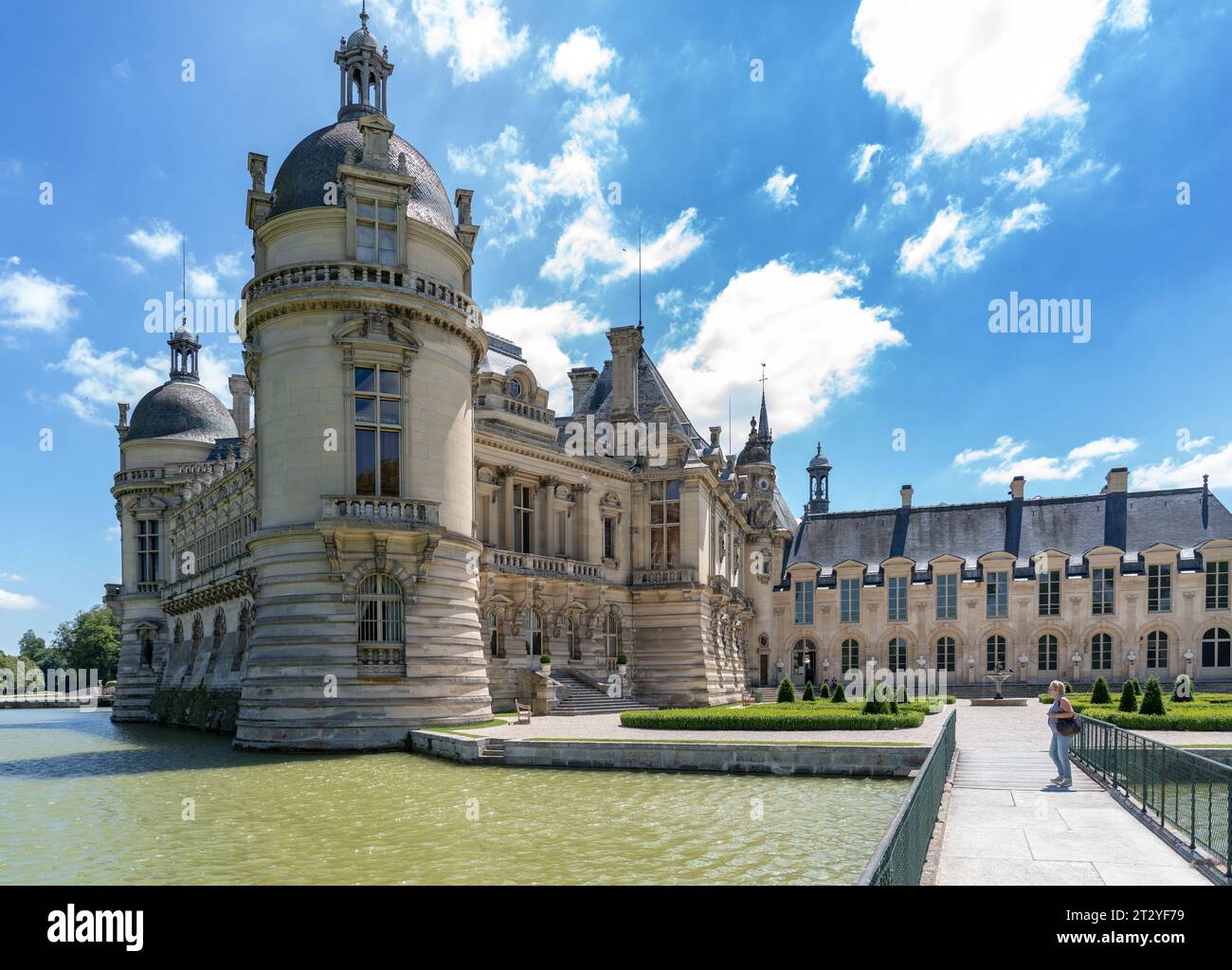 Chantilly castle in the Nonette valley. The castle stands on a medieval ...