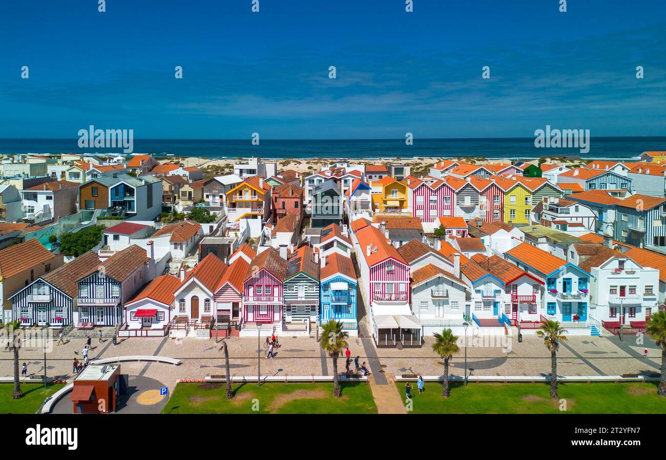 Aerial view of Costa Nova beach in Aveiro Stock Photo - Alamy