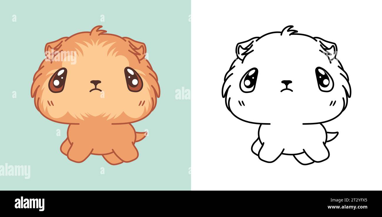Cute Isolated Guinea Pig Clipart Illustration and Black and White ...