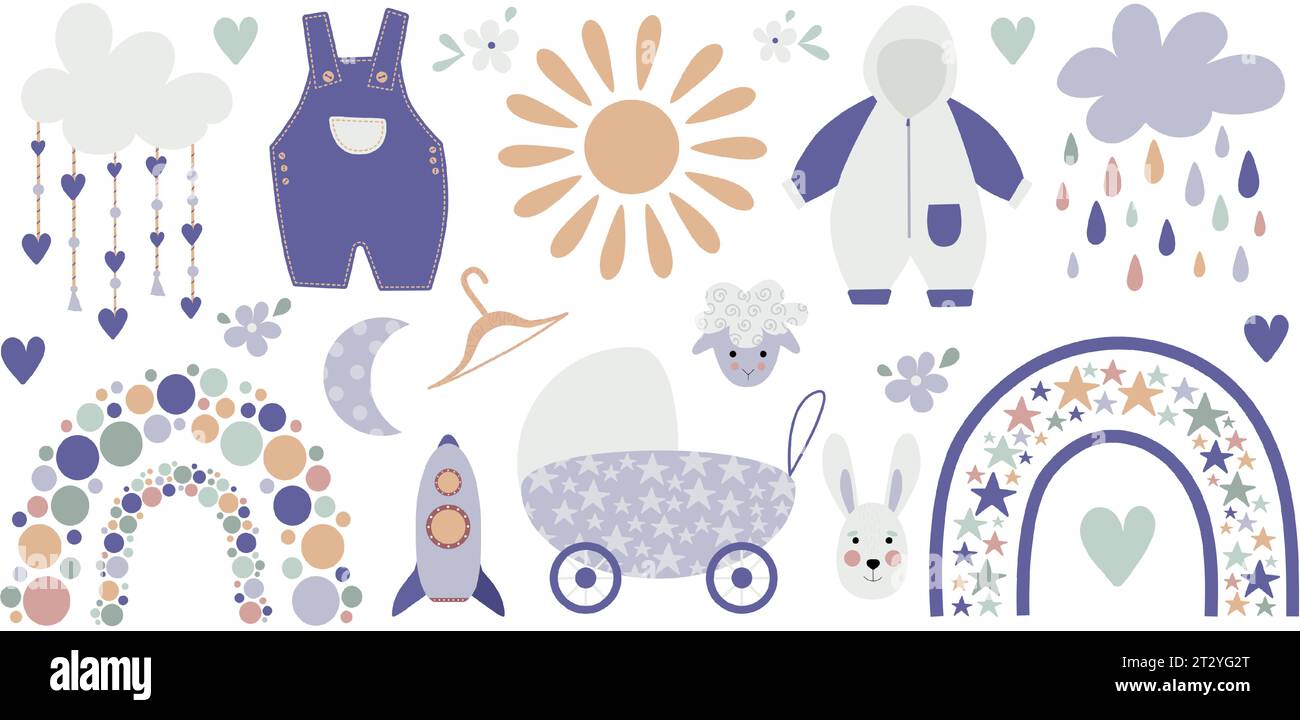 Boho baby rainbow clipart. Boho color rainbow, animals and baby ...