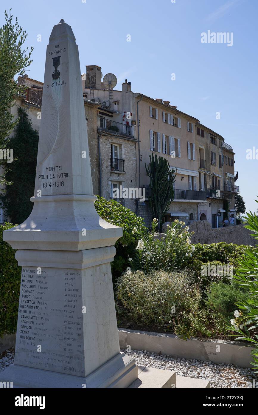 Saint-Paul de Vence, France - August 11, 2023 - memorial to the fallen ...