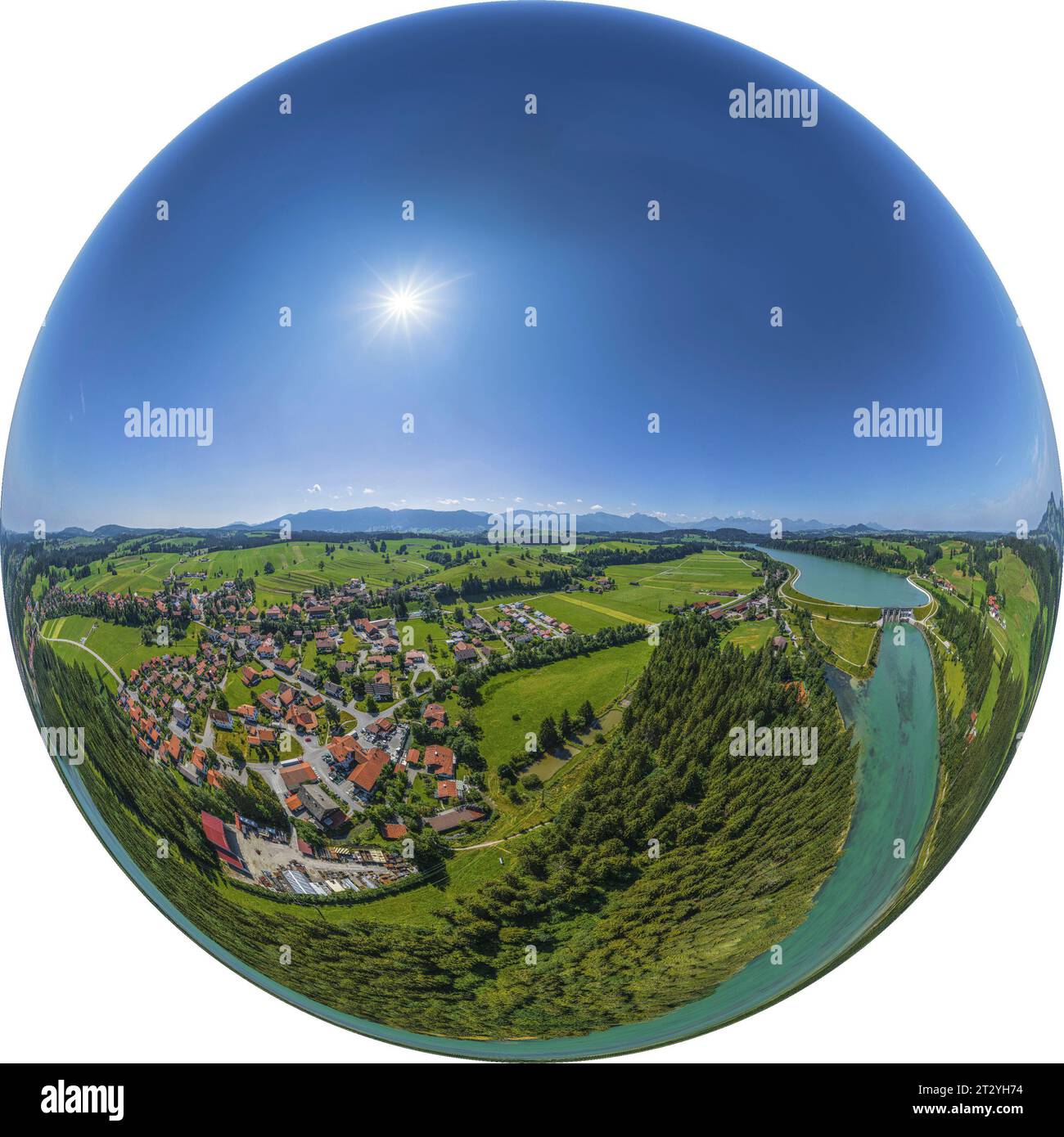 The bavarian alpine border around the little village of Prem on Lech in ...