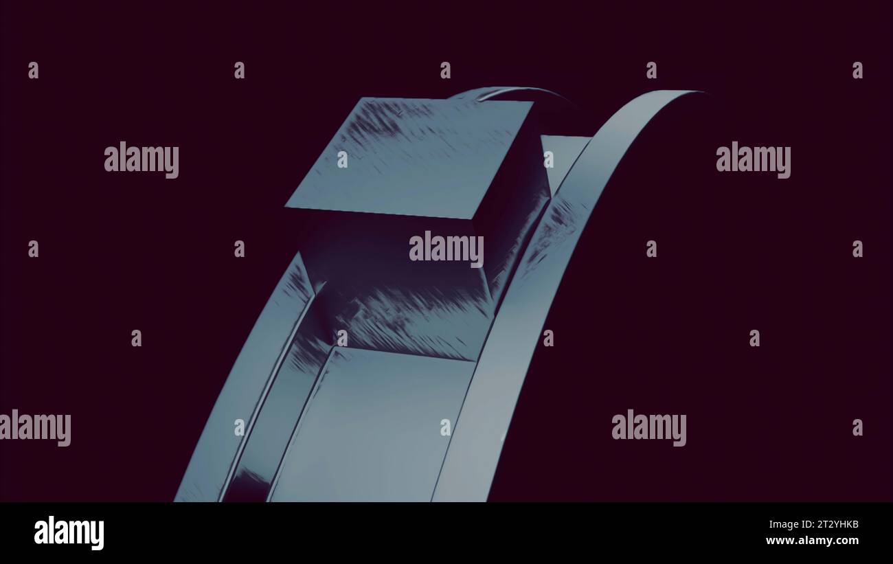 Abstract geometric pattern with metal arc and rolling 3D cube on a ...