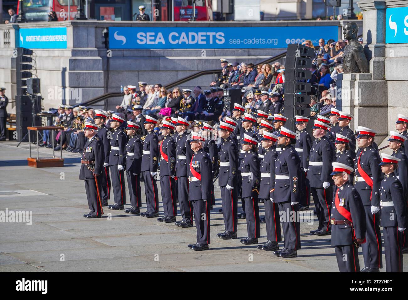 London , UK 22 October 2023. Sea cadets take part in Trafalgar Day in the celebration of the ...