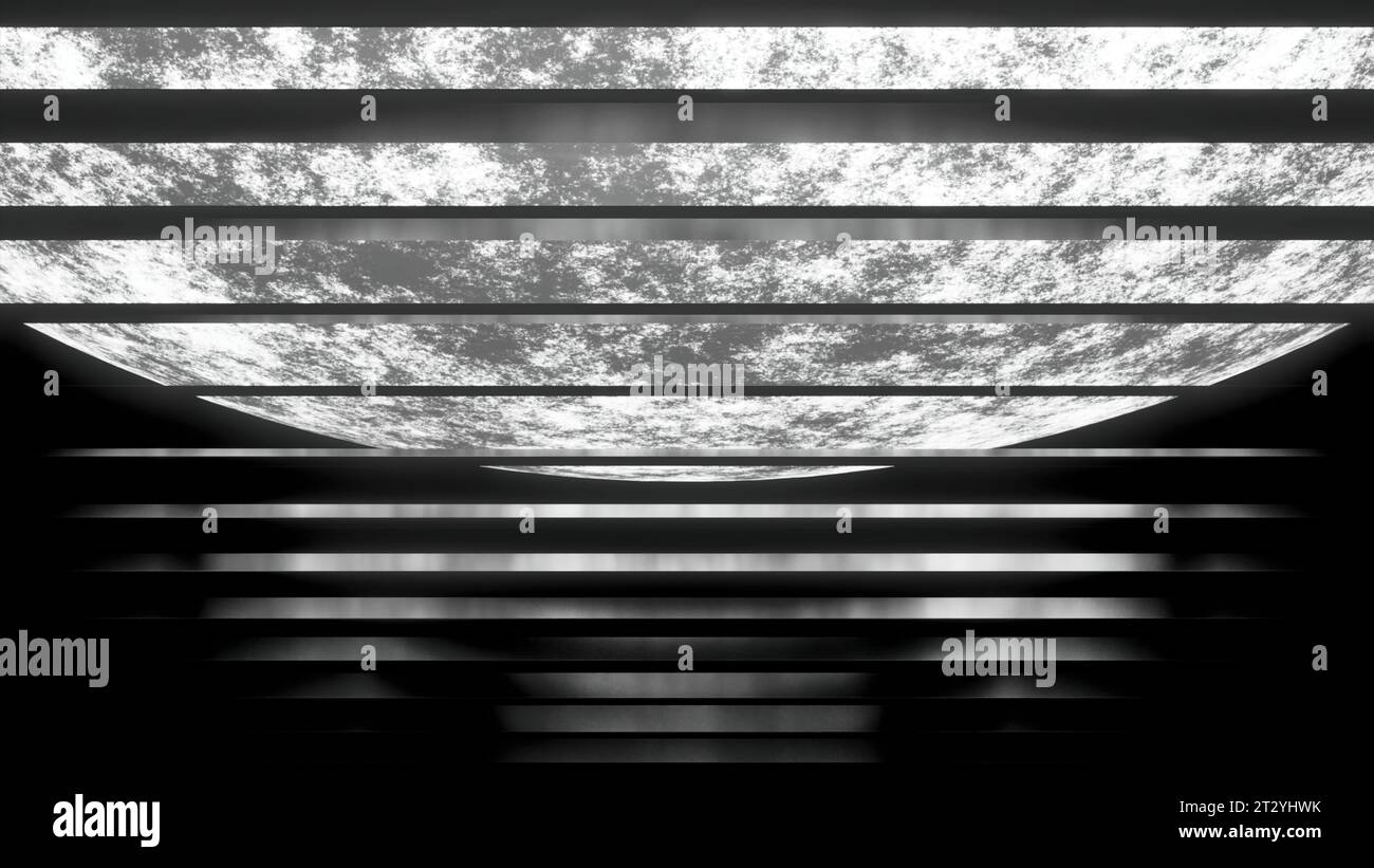 Abstract silver moon in outer space. Design. Parallel horizontal ...