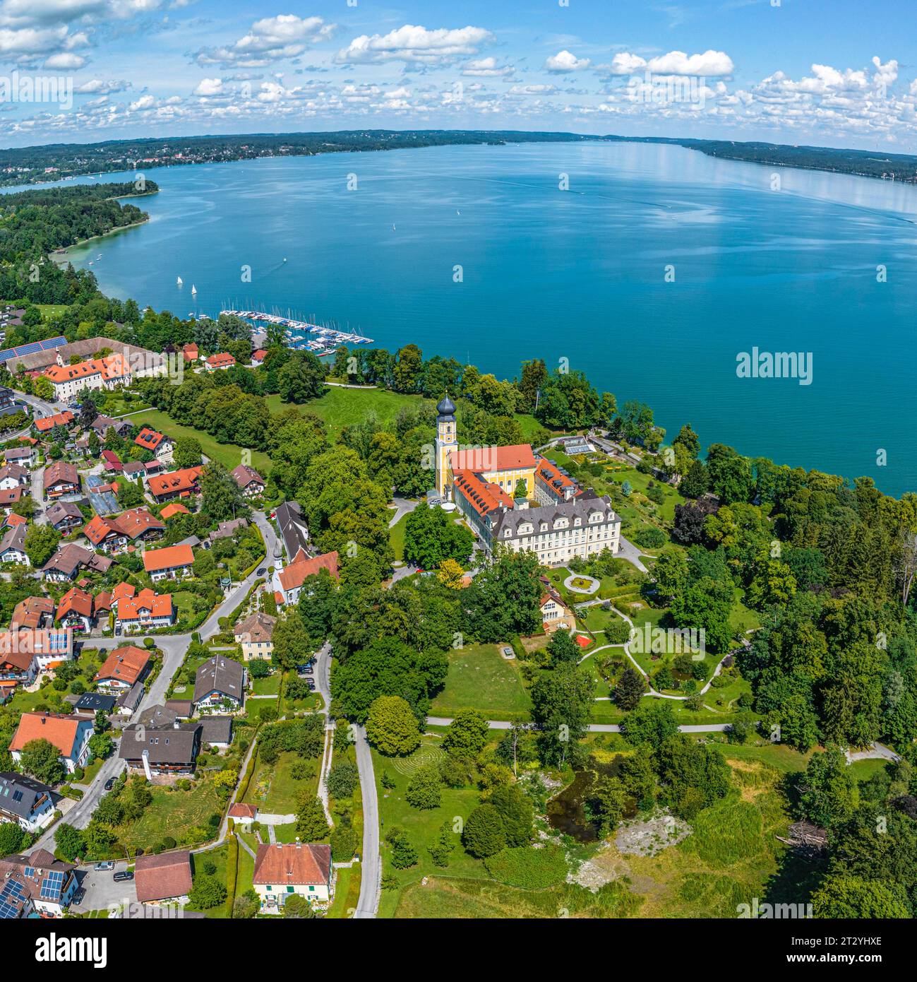 The beautiful situated village of Bernried on Lake Starnberg in Upper ...