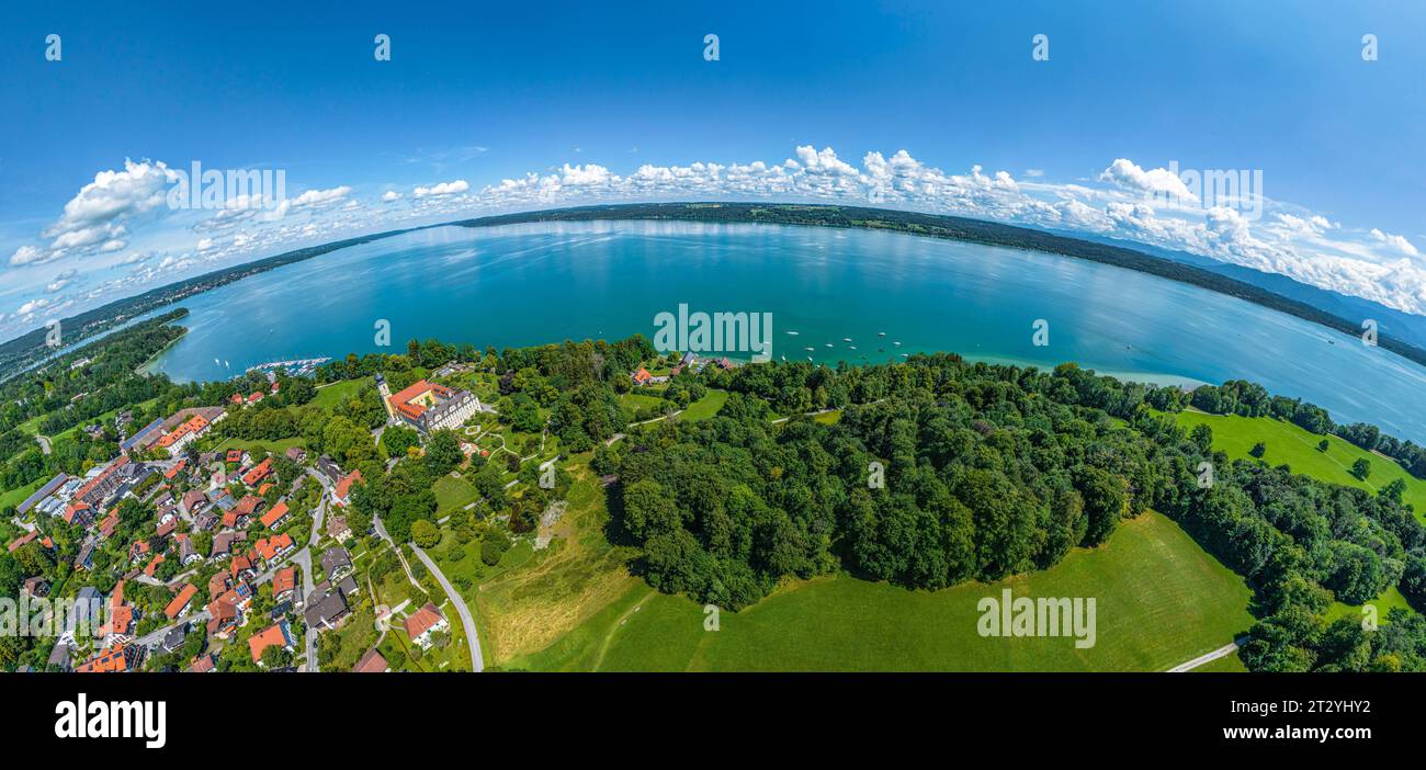 The beautiful situated village of Bernried on Lake Starnberg in Upper ...