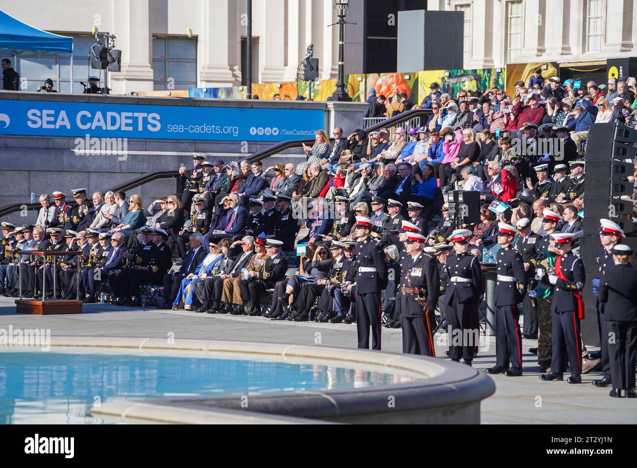 London , UK 22 October 2023. Sea cadets take part in Trafalgar Day in the celebration of the ...