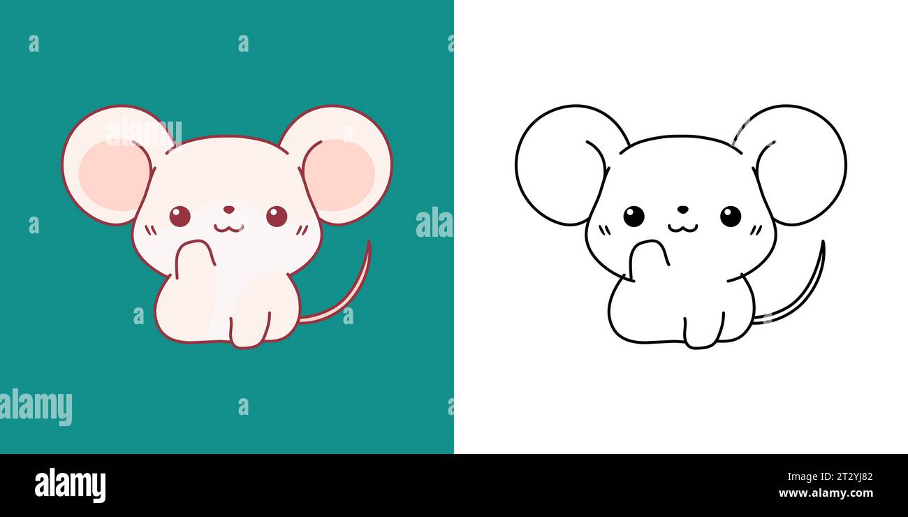 Cute Isolated Mice Clipart Illustration and Black and White. Funny ...