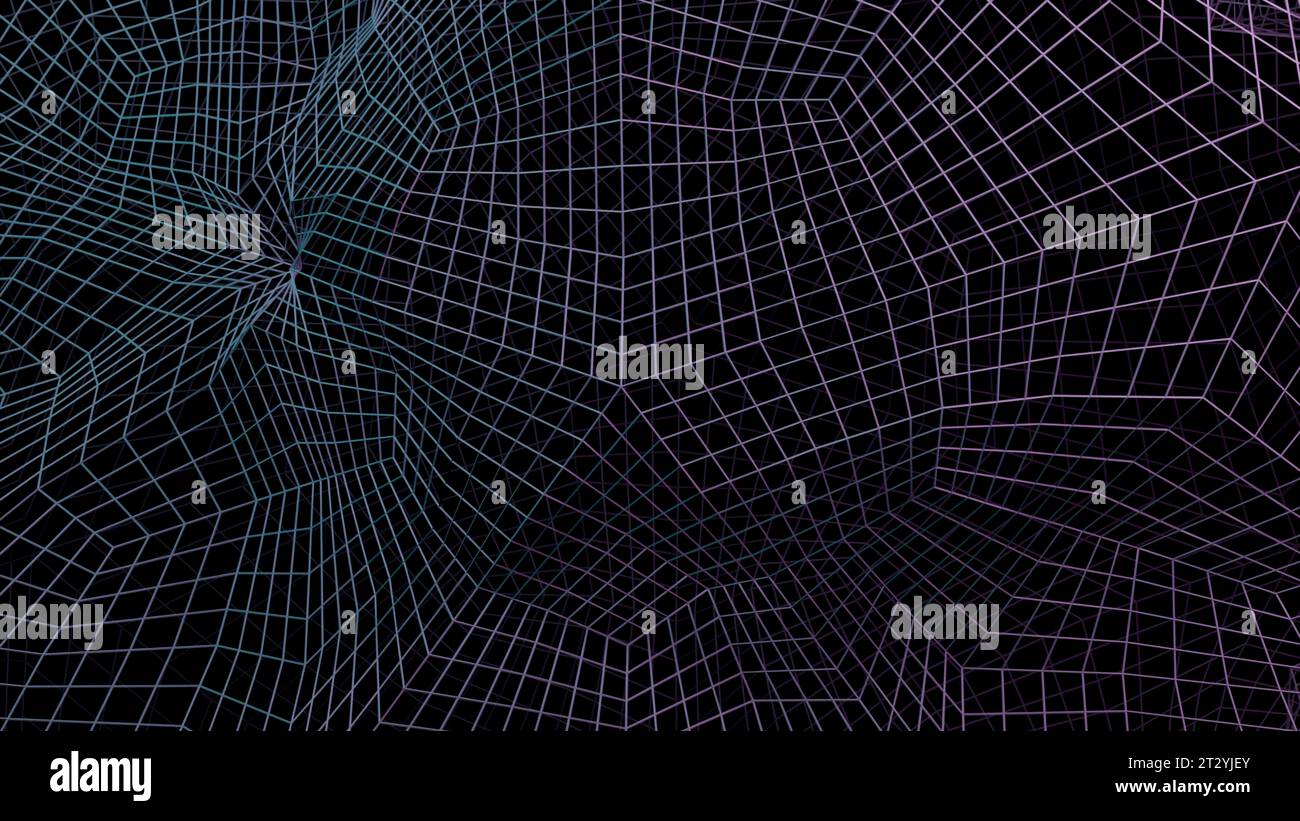 Abstract colorful bending grid on a black background. Design ...