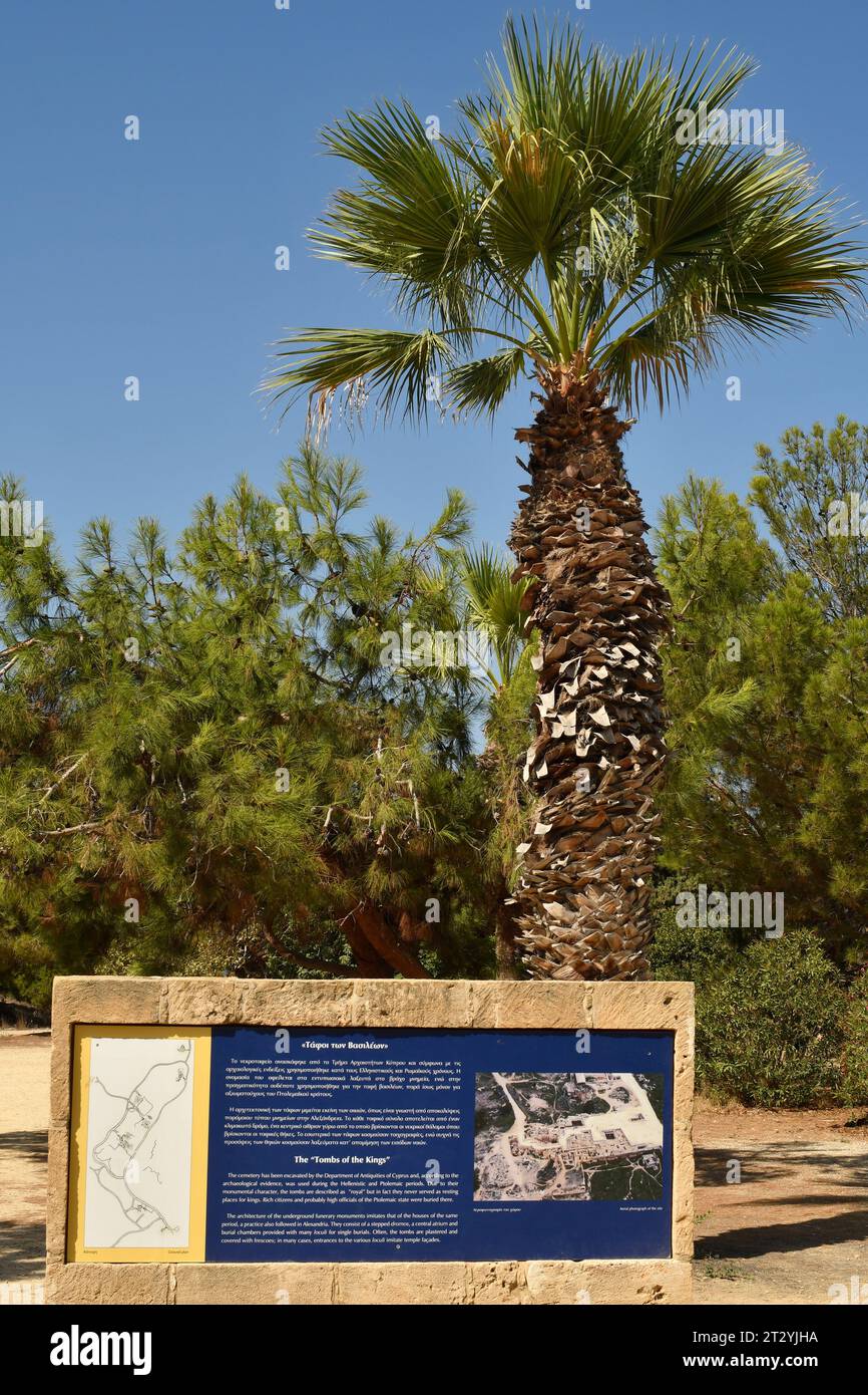 Paphos, Cyprus - September 27, 2023: Information board - Tomb of the ...