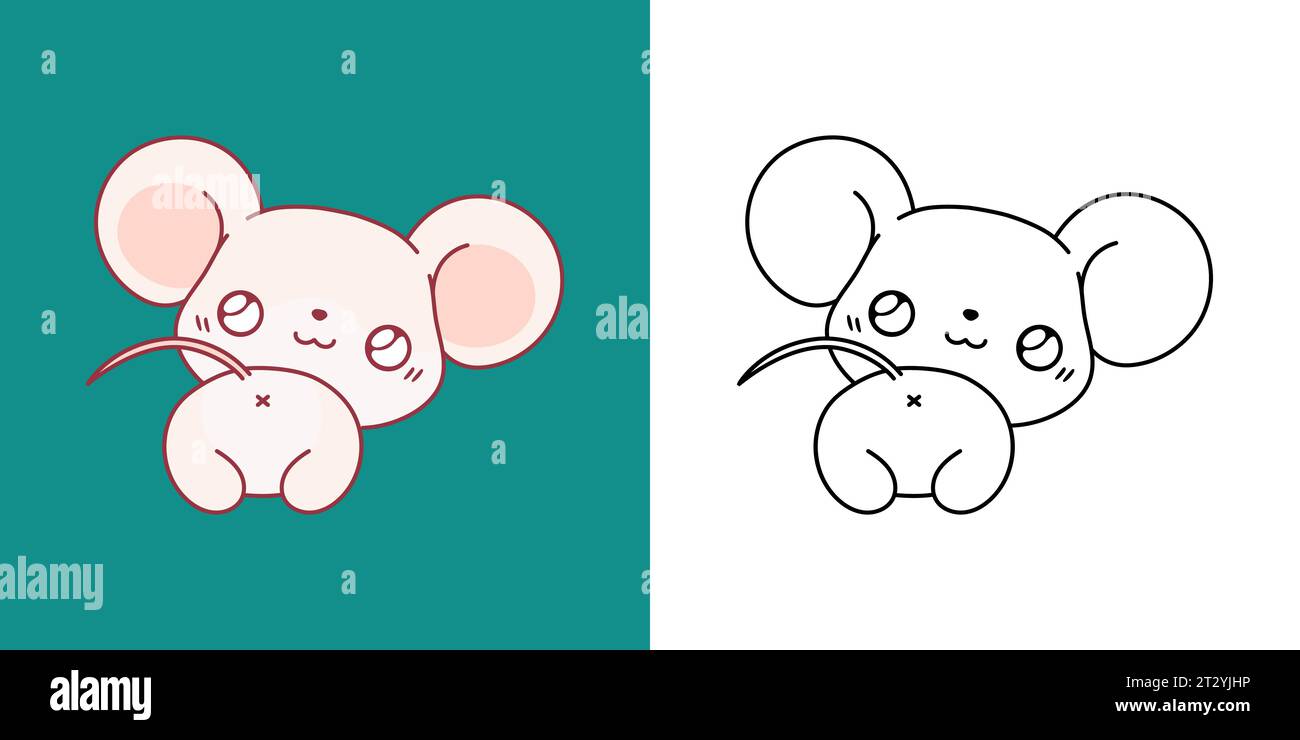 Cute Isolated Rat Illustration and For Coloring Page. Cartoon Clip Art ...