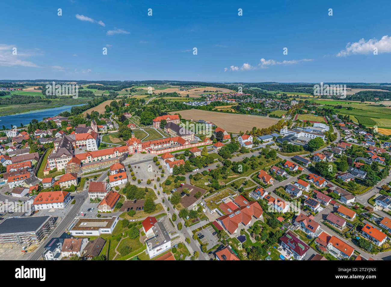 Altshausen in Upper Swabia with its well known castle from above Stock ...