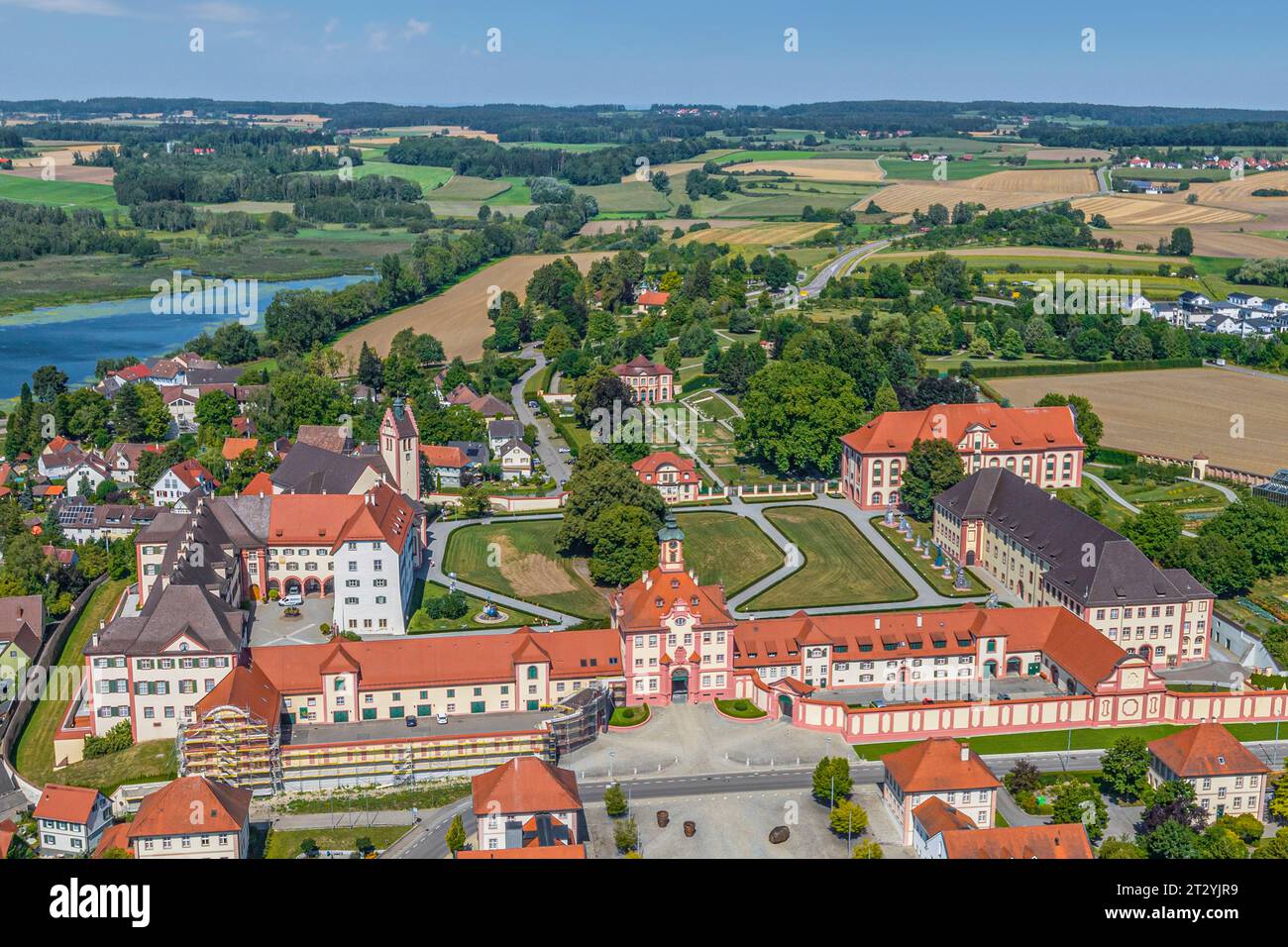 Altshausen in Upper Swabia with its well known castle from above Stock ...