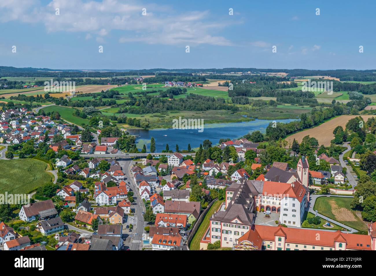Altshausen in Upper Swabia with its well known castle from above Stock ...