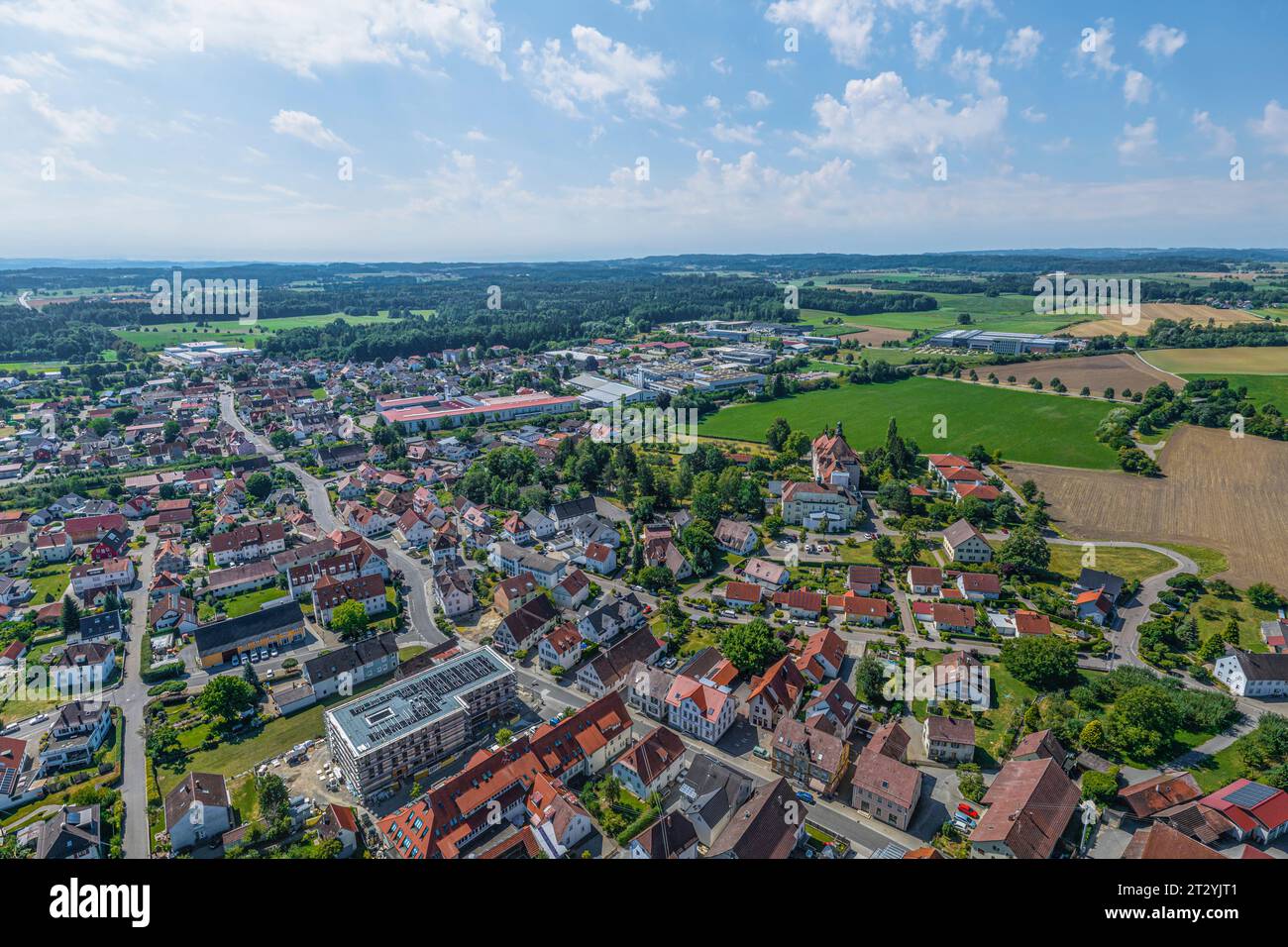 Altshausen in Upper Swabia with its well known castle from above Stock ...