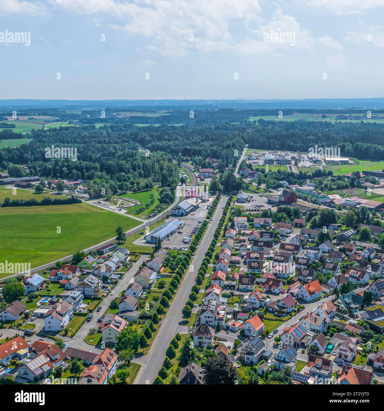 Altshausen in Upper Swabia with its well known castle from above Stock ...