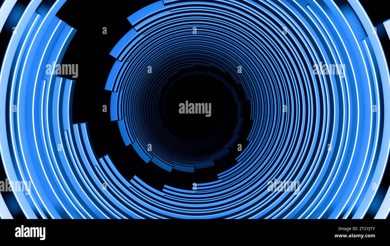 Abstract spinning sci fi spiral on a black background. Design. Rotating ...