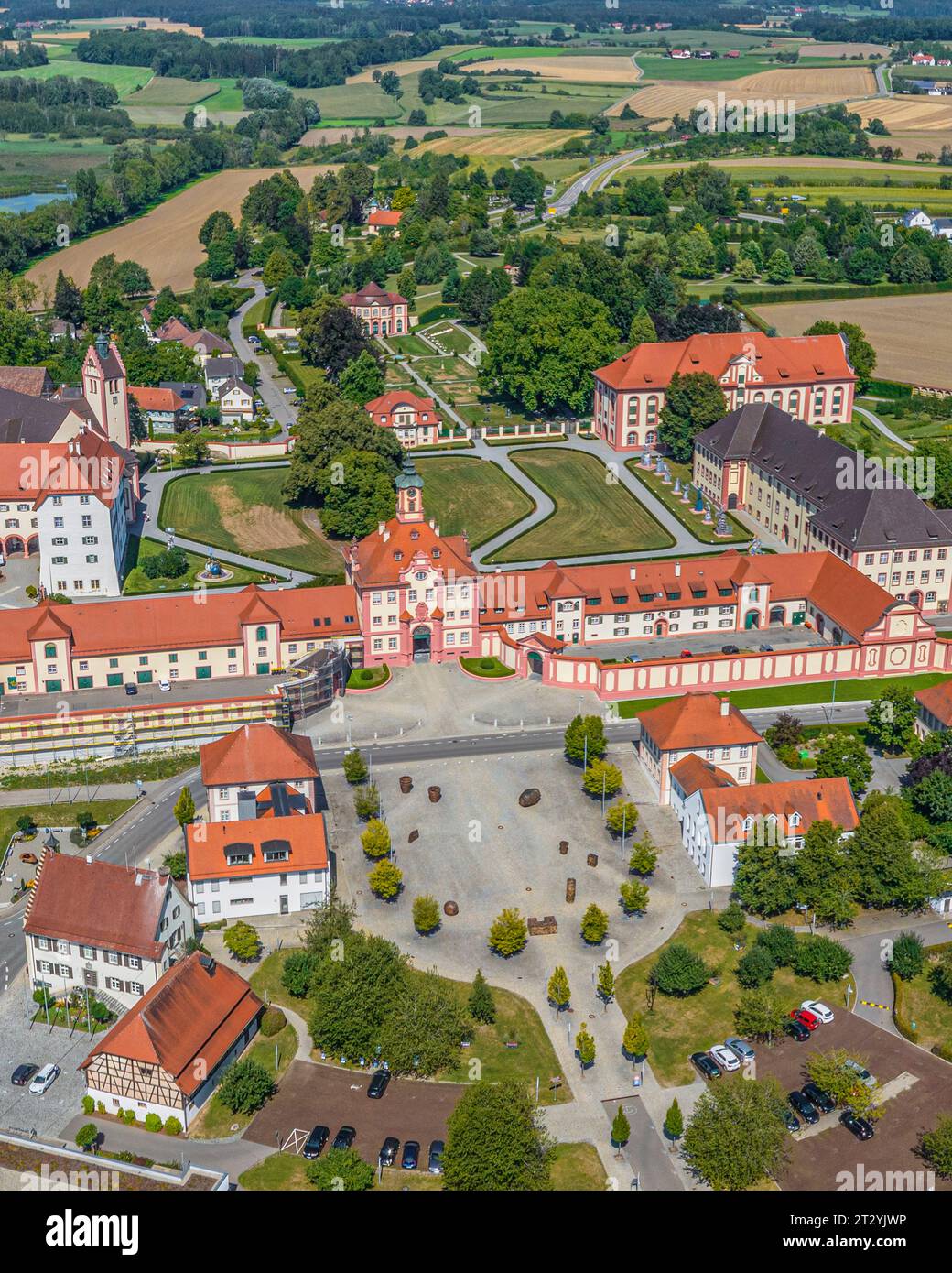 Altshausen in Upper Swabia with its well known castle from above Stock ...