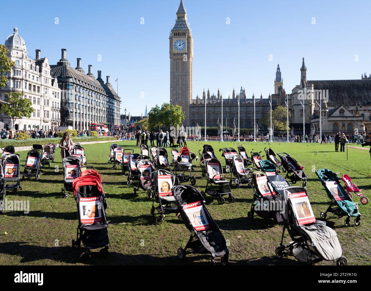 Parents with empty prams in front of the Houses of Parliament in London ...