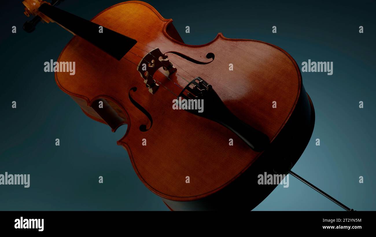 3d illustration of an abstract animated violin on a blue background ...