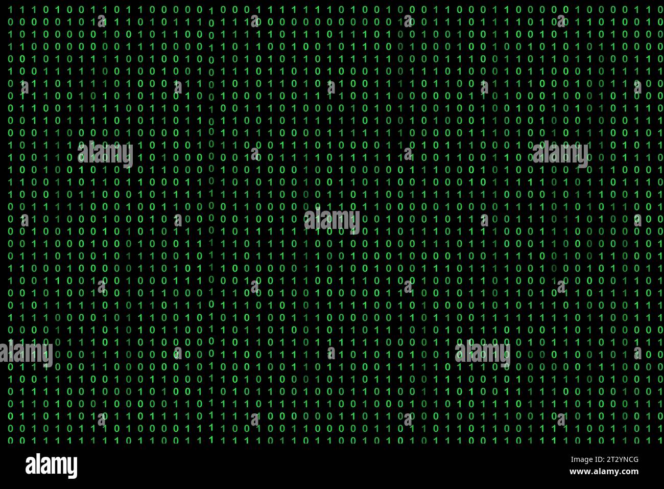 binary code grid from bright green digits on black background, matrix ...