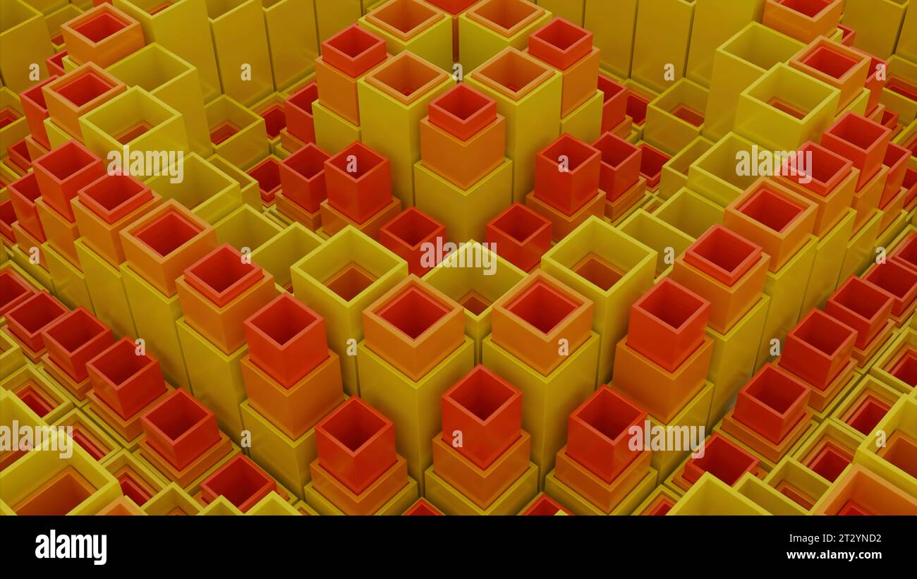 Wiggling abstract columns in up and down motion. Design. Yellow and ...