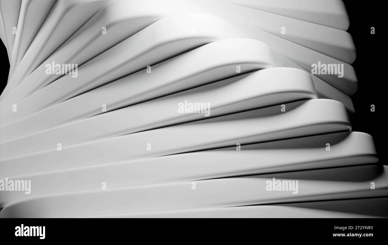 Abstract spinning tower formed by the tiles. Design. Vertical rotating ...