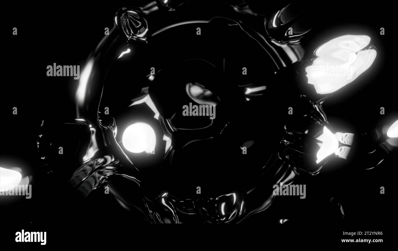 Abstract art with surreal 3d organic alien ball or liquid substance ...